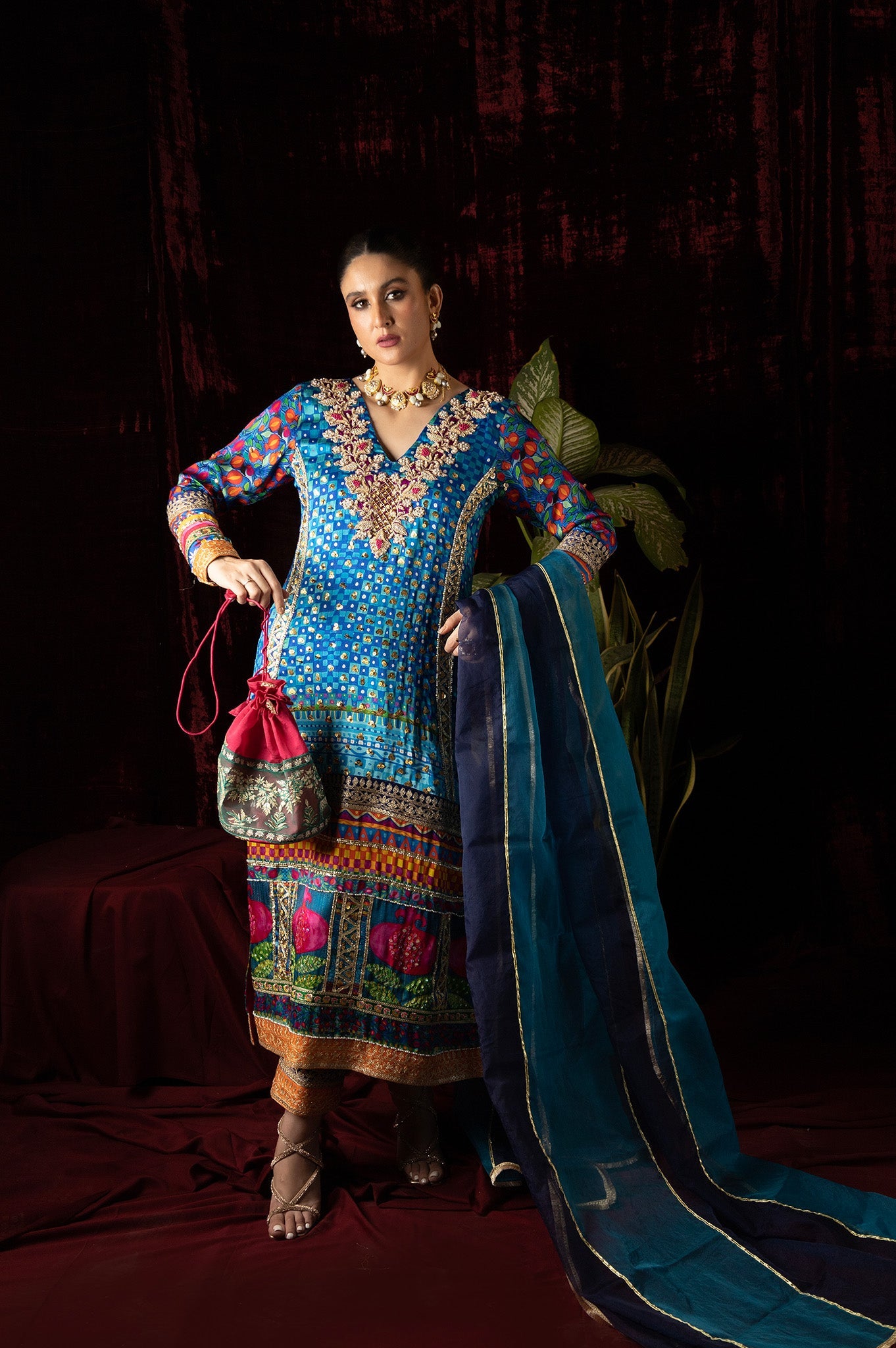 Shehrbano Digital Printed Blue Dress at SairaNoor