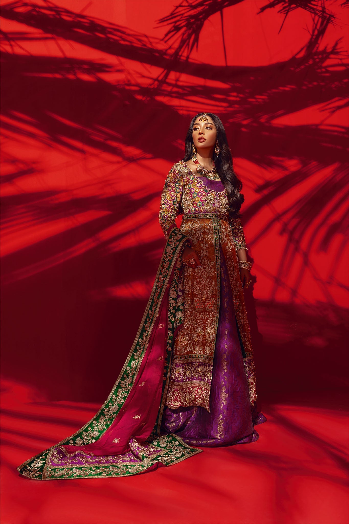 Marigold Organza Frocks, Jamawar Lehengas, and Pishwases