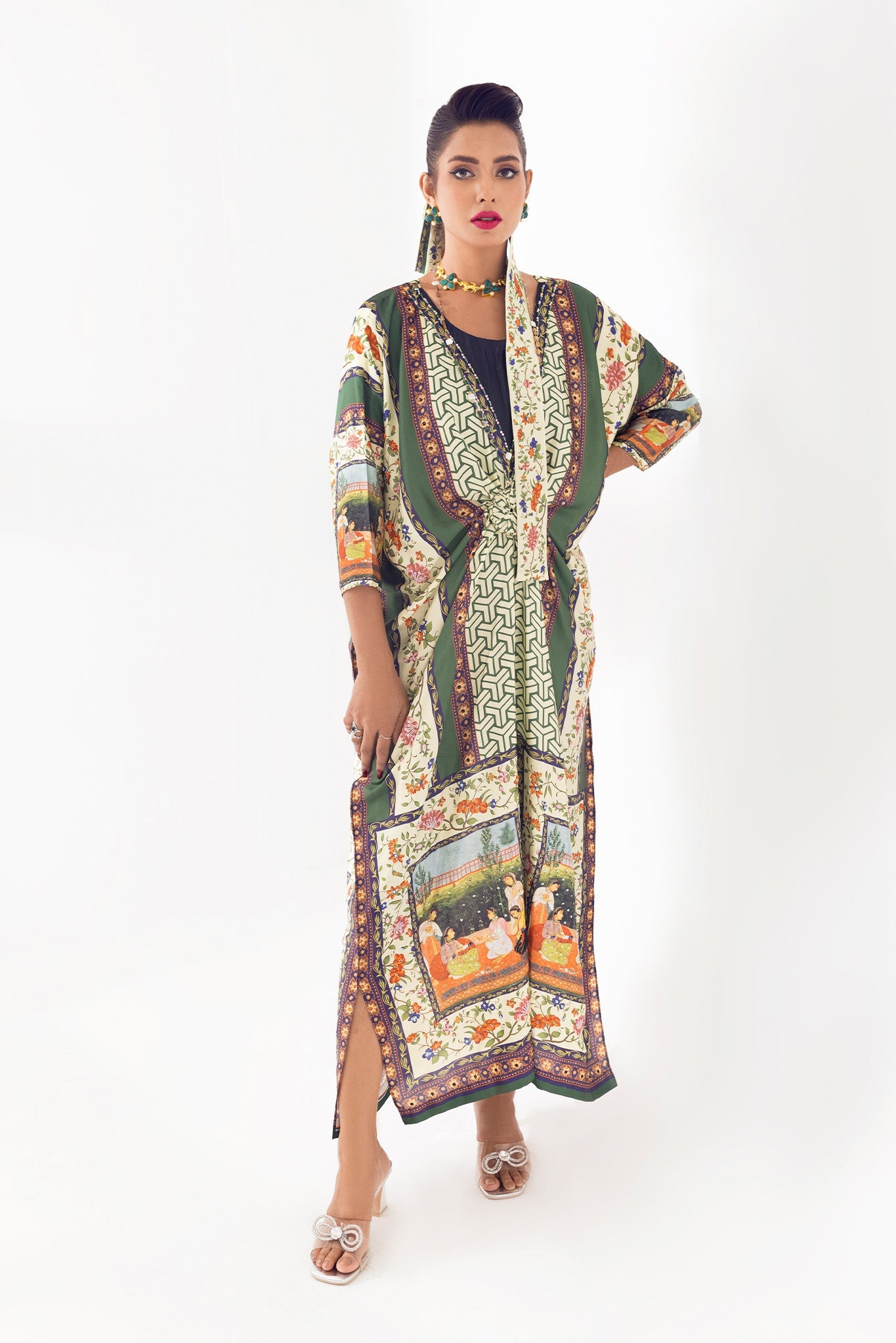 Imperial Kaftan Dresses: Hand Embellished and Digital Silk