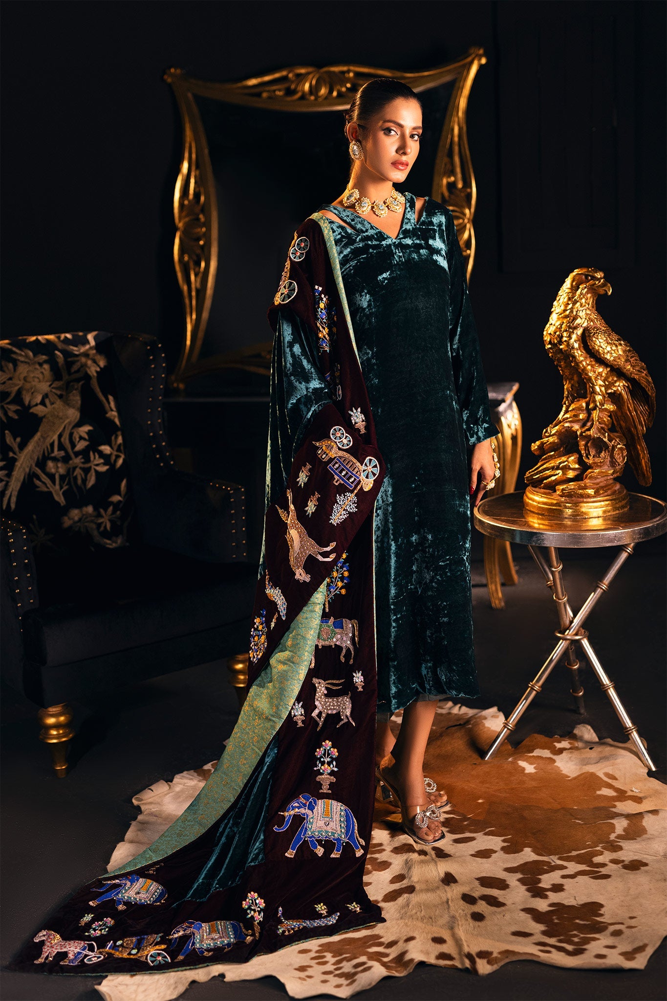 Embrace Regal Elegance with the Yashana Velvet Dress