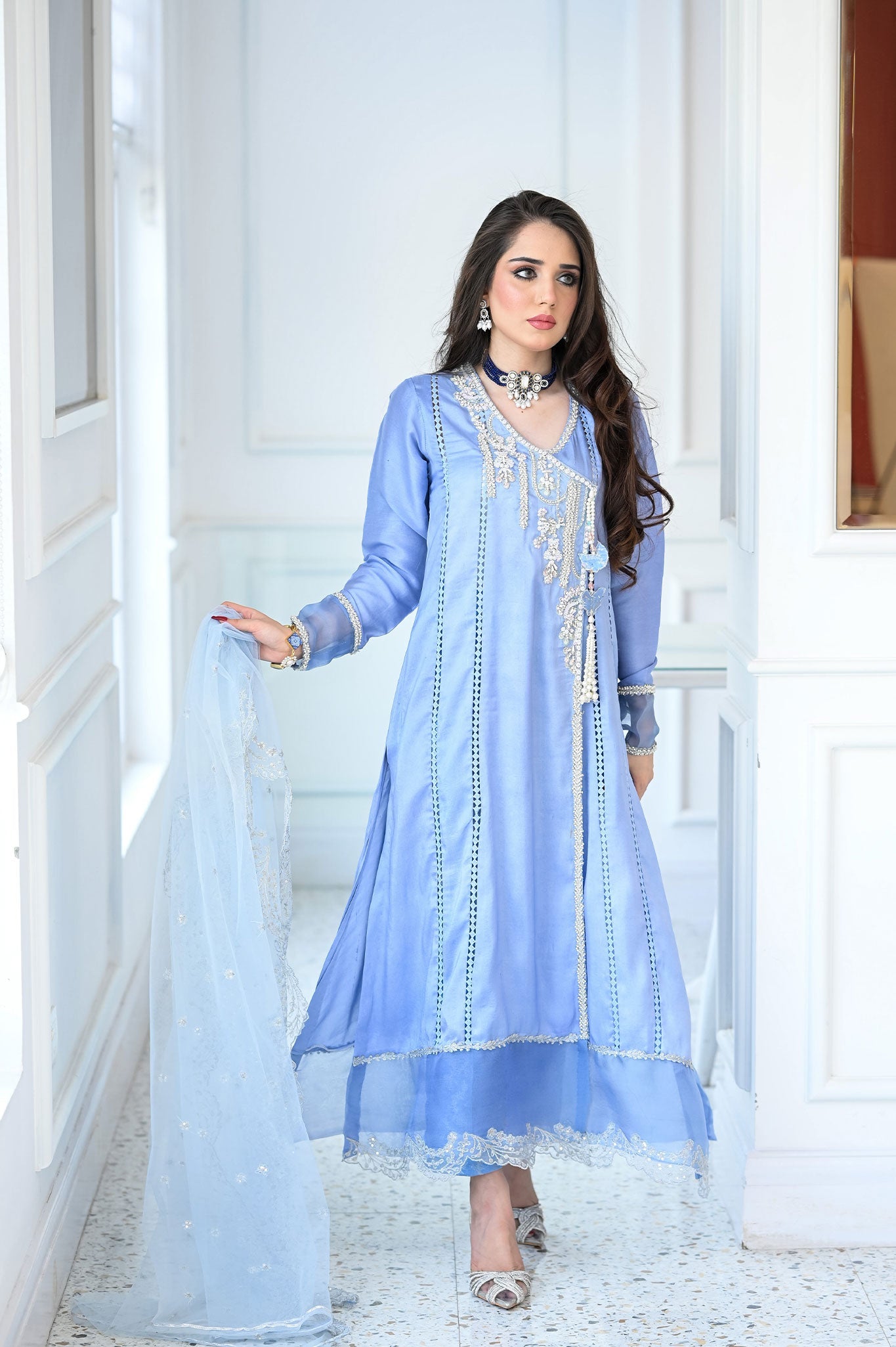 Celestia Silk Angrakha Dress Elegance for Modern Women